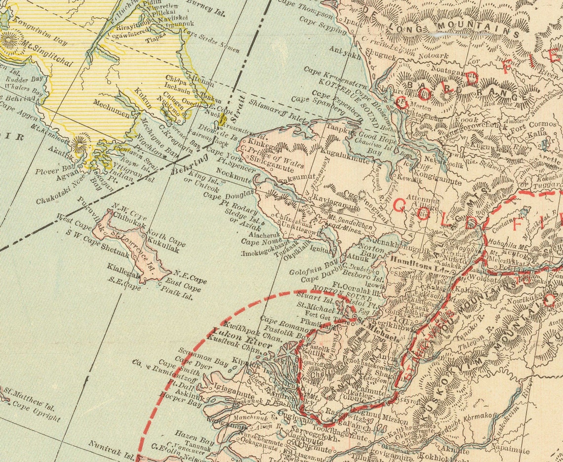 Old Map of Alaska 1897 Klondike Yukon Gold Rush Inuit & - Etsy