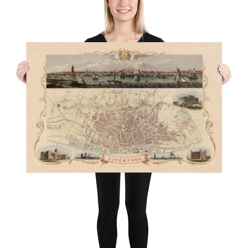 Old Map of Liverpool by Tallis & Rapkin, 1851 - Docks, Mersey, City ...