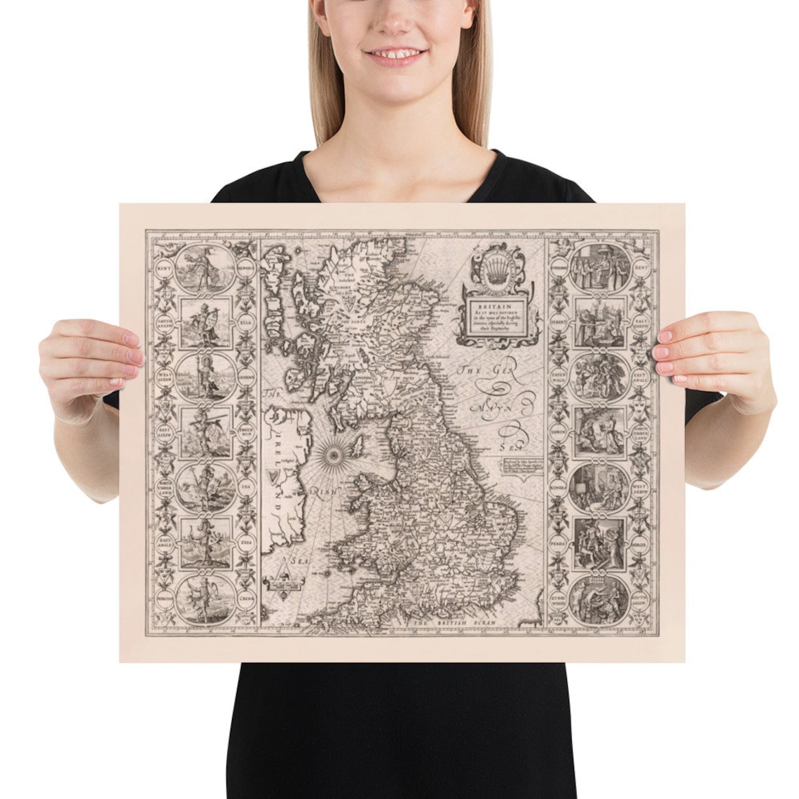 Old Viking Map of England Wales & Scotland in 1611 | Etsy UK