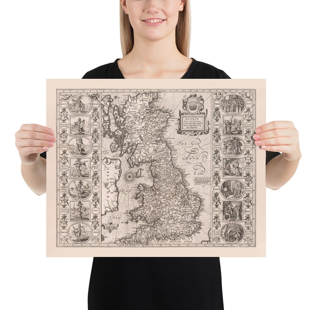 Old Viking Map of England, Wales & Scotland in 1611- Anglo-saxon ...