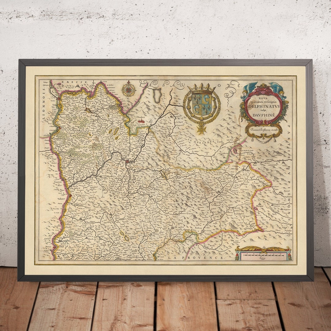 Old Map of Province of Dauphiné by Visscher, 1690: Chambéry, Grenoble ...