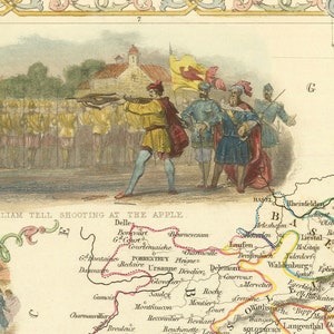 Old Map of Switzerland, 1851 - Bern, Zurich, Cantons, Geneva, Lakes ...