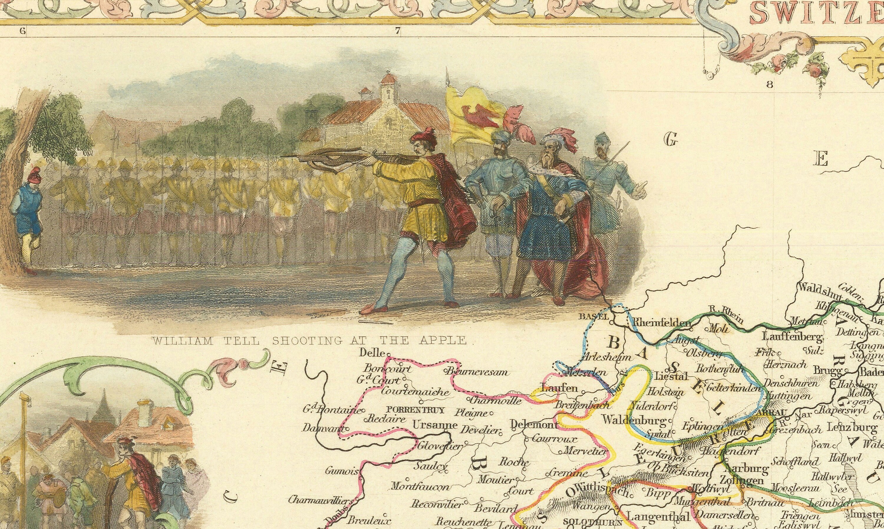 Old Map of Switzerland 1851 Bern Zurich Cantons Geneva | Etsy