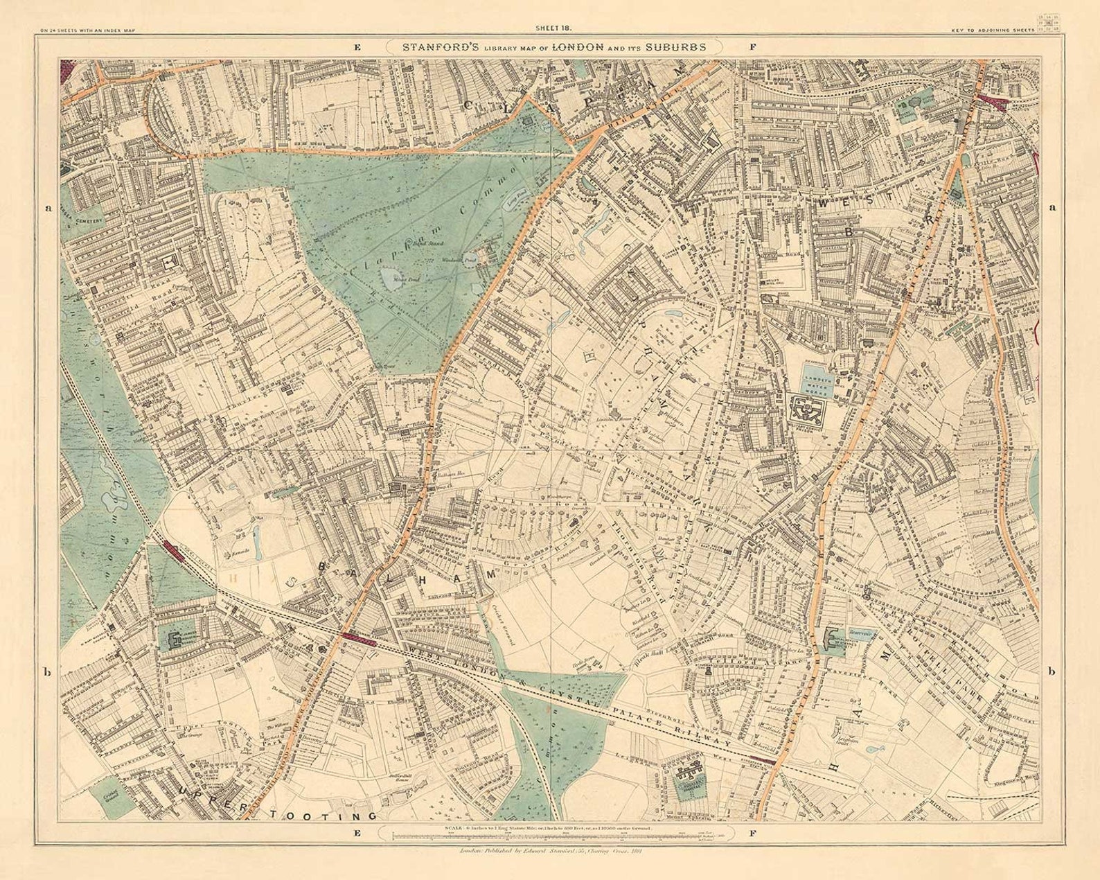 Old Map of South London, 1891 - Clapham, Balham, Brixton, Tooting ...