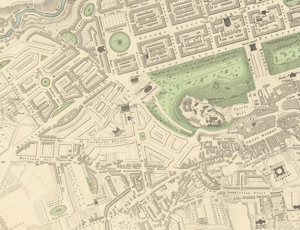 Old Map of Edinburgh Scotland in 1834 by WB Clark Water of | Etsy UK