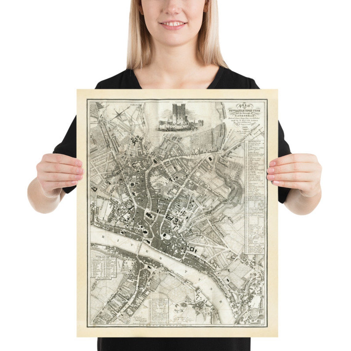 Old Map of Newcastle Upon Tyne and Gateshead by Thomas Oliver, 1830 ...