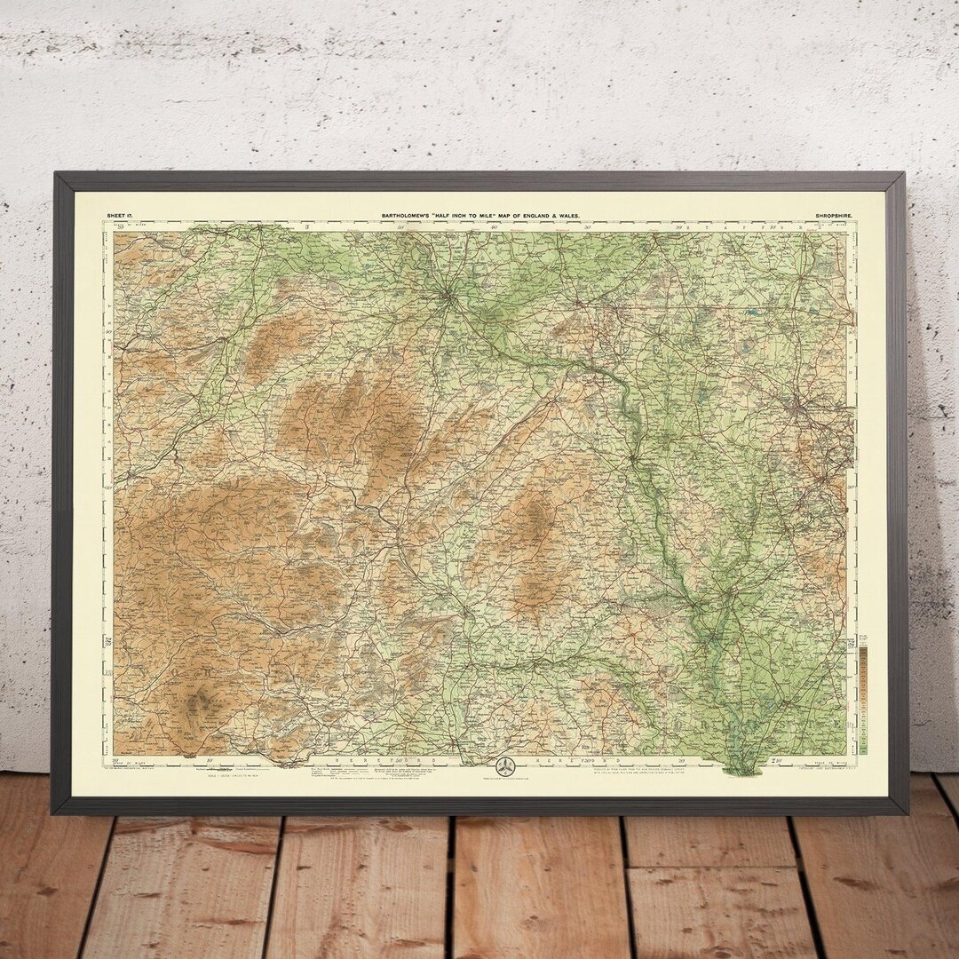 Old OS Map of Shropshire by Bartholomew, 1901: Shrewsbury, Telford ...