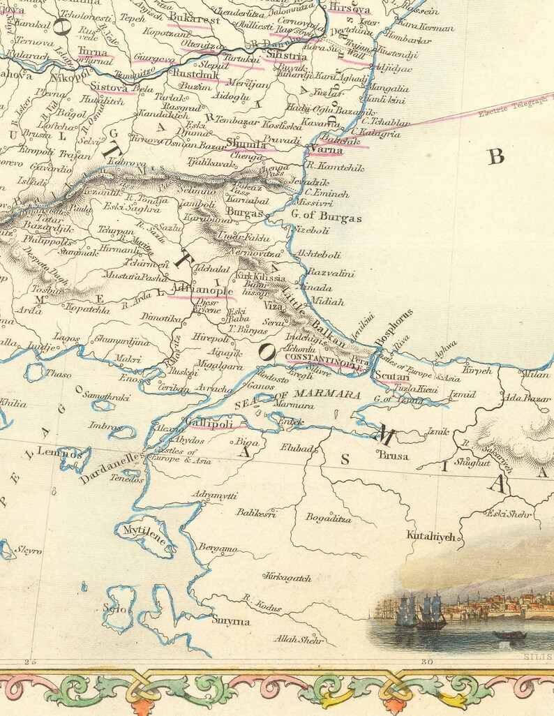 Old Map of the Black Sea 1854 Crimean War Russia Ukraine | Etsy