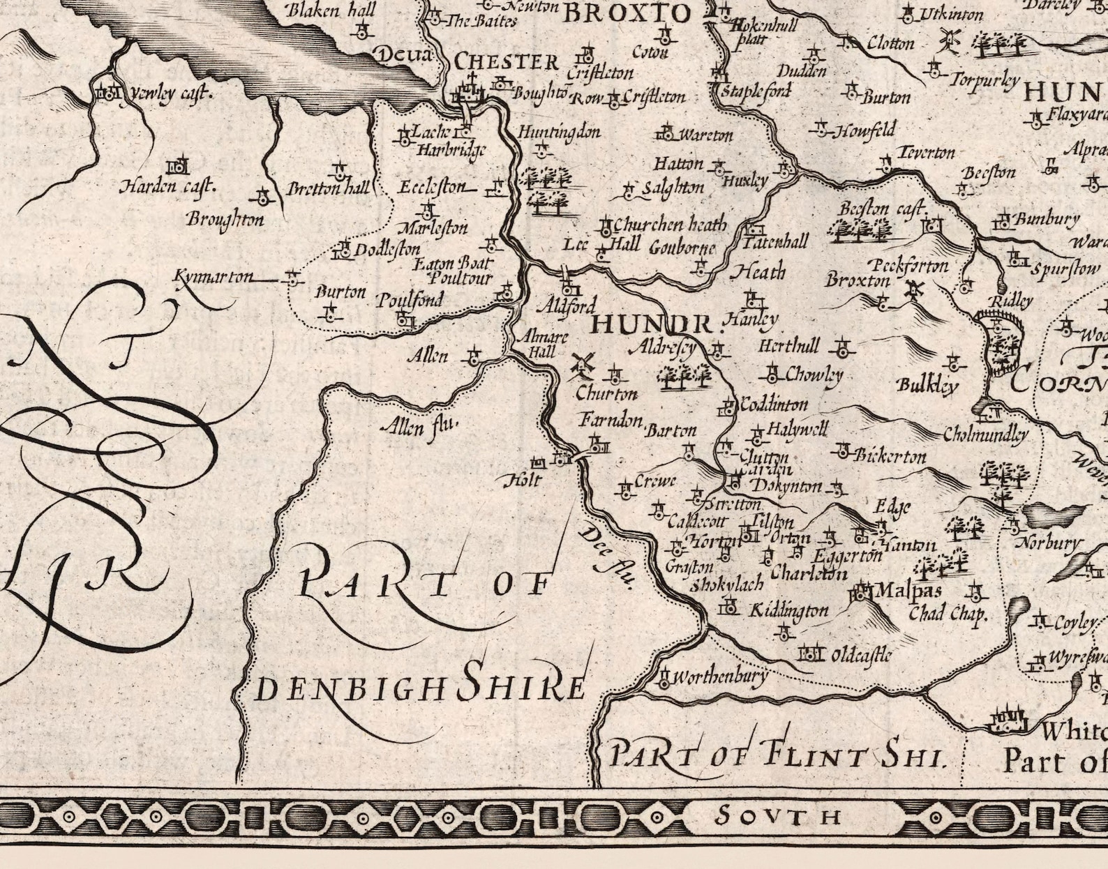 Old Map of Cheshire in 1611 by John Speed Chester - Etsy UK