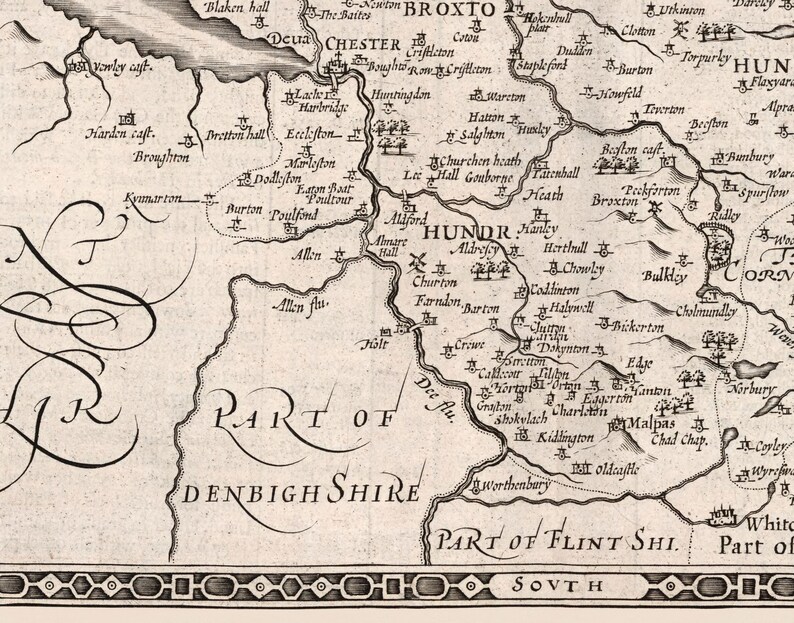 Old Map of Cheshire in 1611 by John Speed Chester - Etsy UK