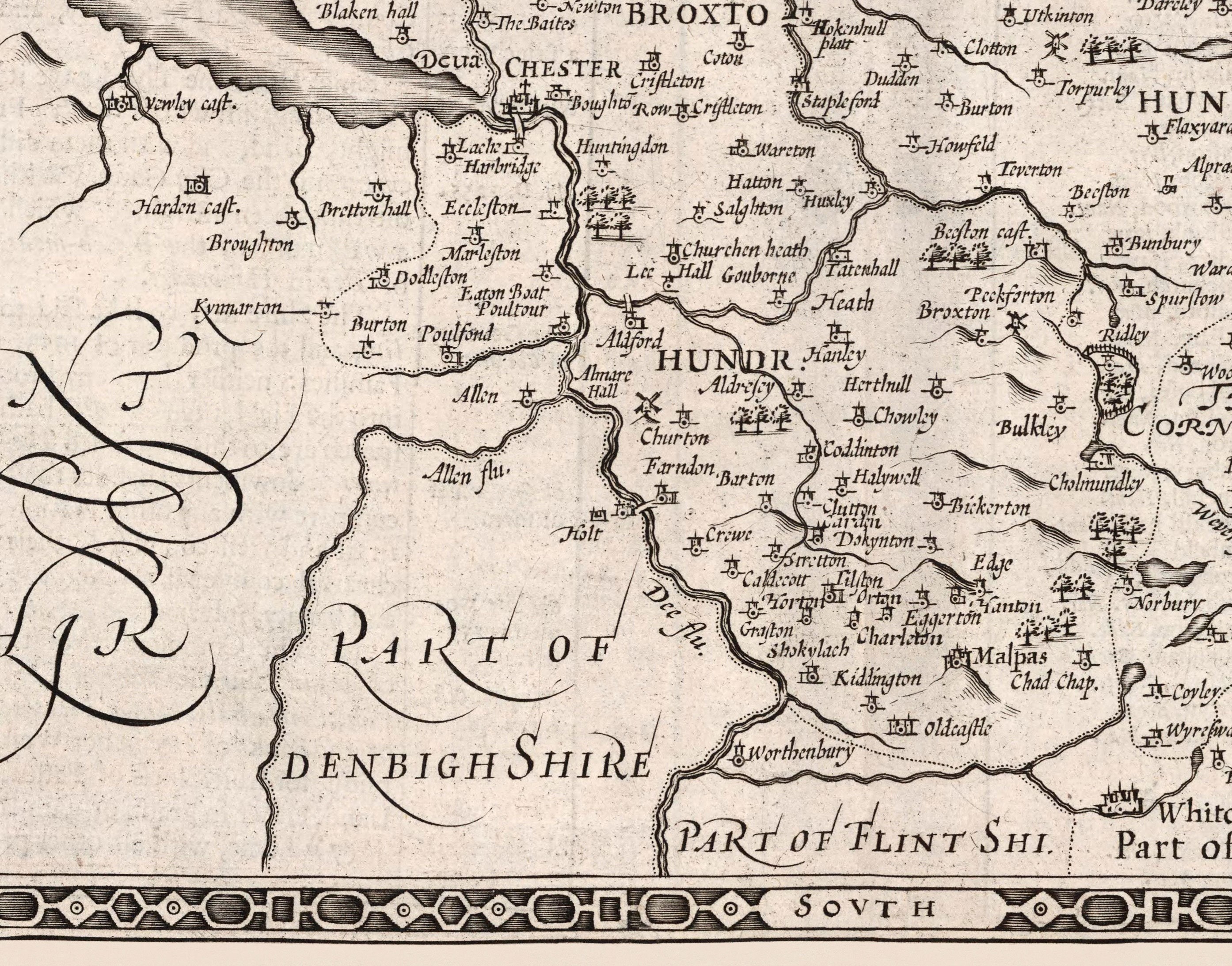 Old Map of Cheshire in 1611 by John Speed Chester - Etsy UK