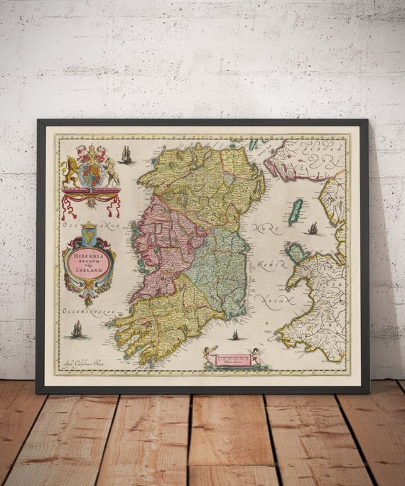 Old Map of Ireland Hibernia Eire in 1654 by Joan Blaeu - Etsy