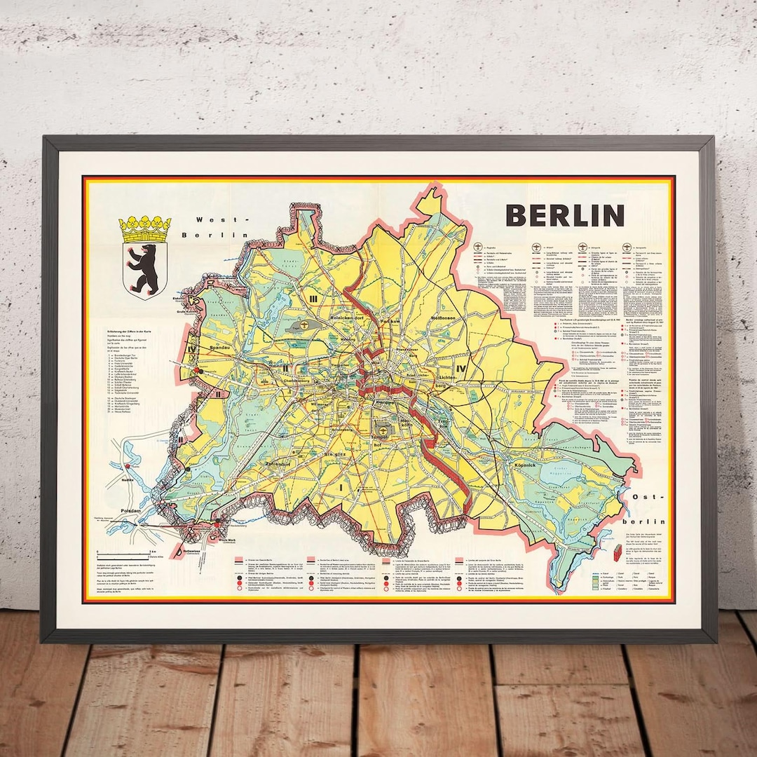 Old Map of Berlin, 1963: Berlin Wall Construction, Cold War ...