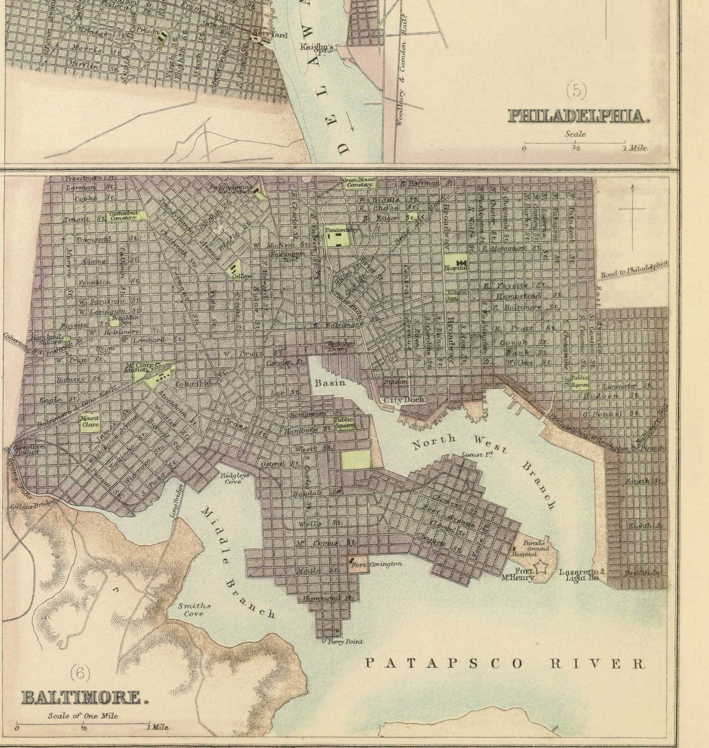 Old Map of the Ports & Harbours of Northern USA, 1872 by Fullarton ...