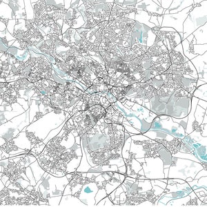 Modern City Map of Leeds, UK: City Centre, Art Gallery, Town Hall ...