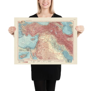Old Map of the Middle East, 1967: Turkey, Iran, Iraq, Cyprus, Israel ...