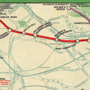 Old London Underground Tube Map 1912 - Oxford Circus, Piccadilly, Bank ...