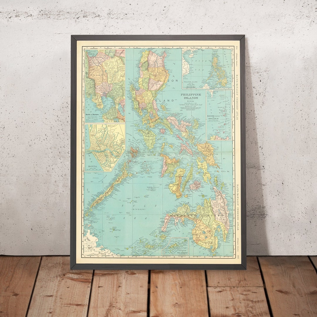 Old Map of Philippines by Rand Mcnally, 1904: Manila, Luzon, Samar ...