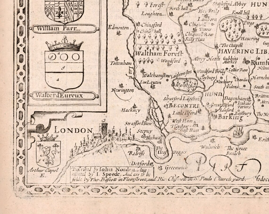 Old Map Of Essex In 1611 John Speed Southend Colchester Etsy Uk