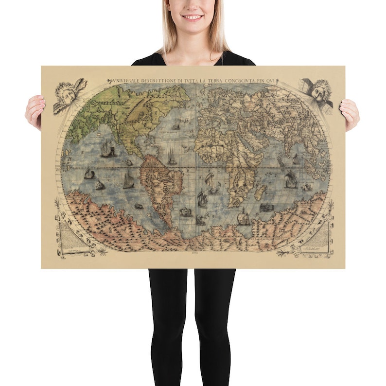 Old World Map 1565 by Bertelli Ancient Atlas Wall Chart - Etsy UK