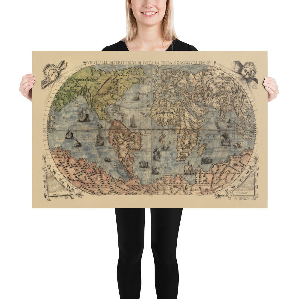 Old World Map 1565 by Bertelli Ancient Atlas Wall Chart - Etsy UK