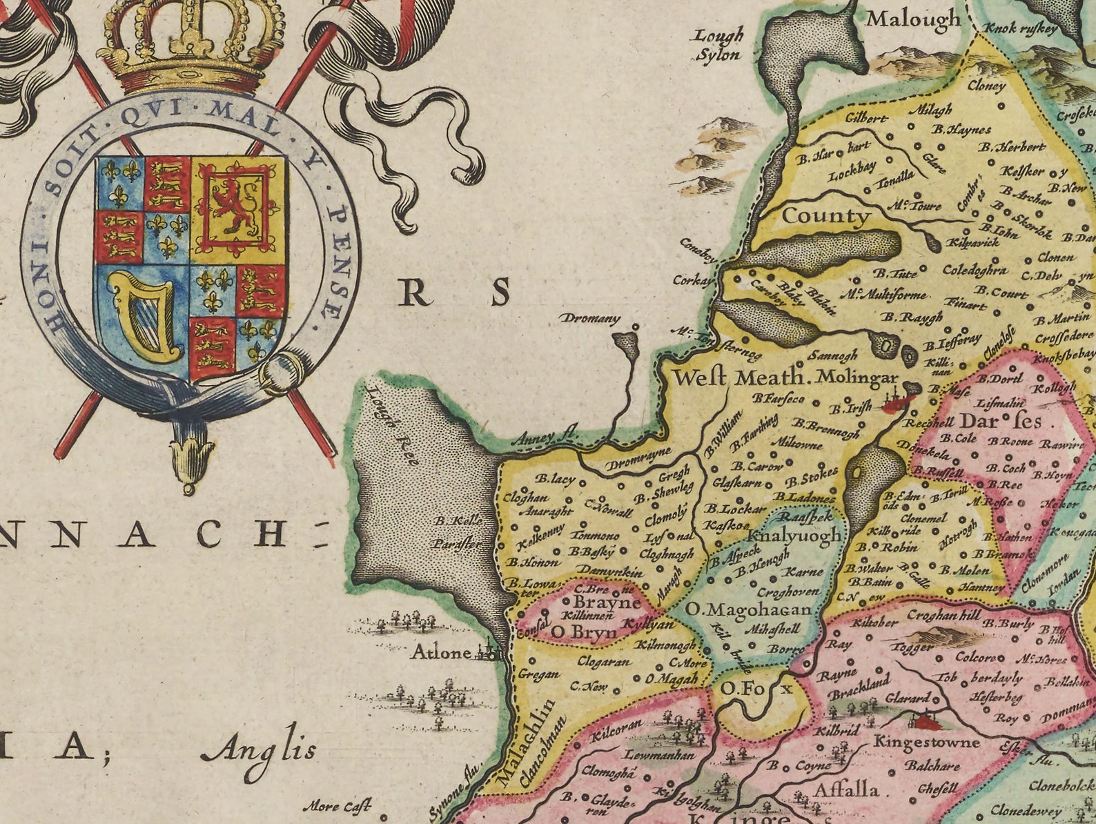 Old Map of Leinster, Ireland in 1665 by Blaeu - County Dublin, Kilkenny ...
