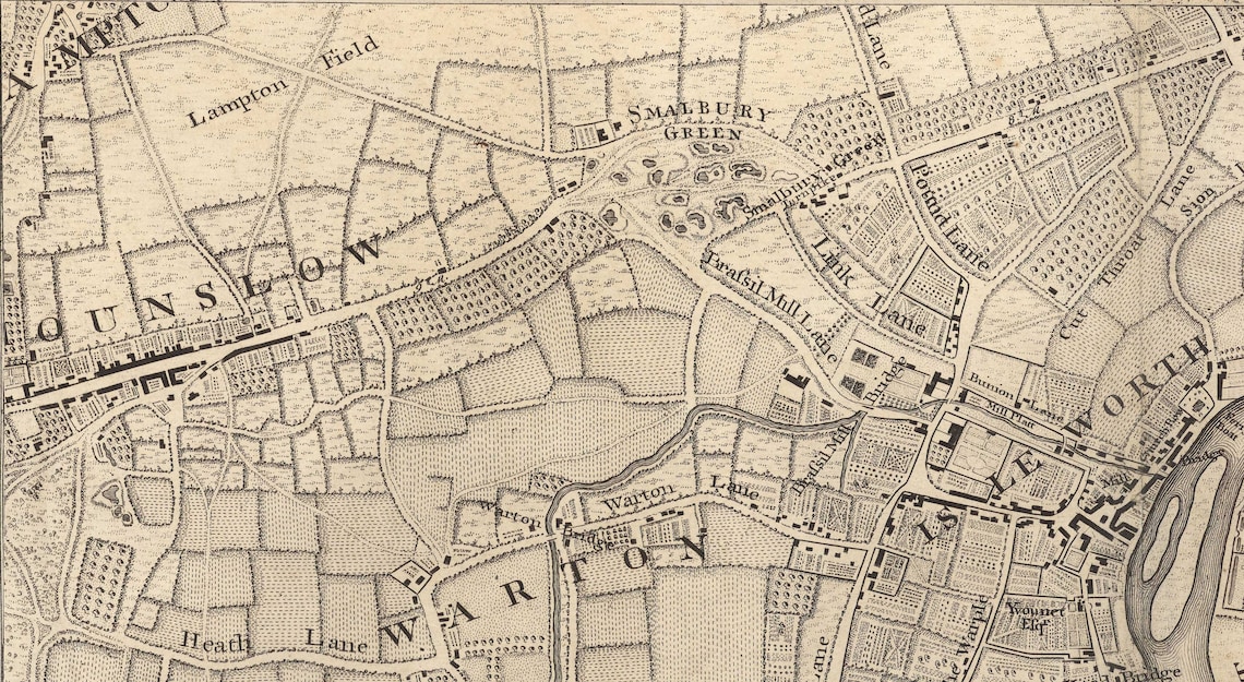 Old Map of South West London in 1746 by John Rocque - Twickenham ...