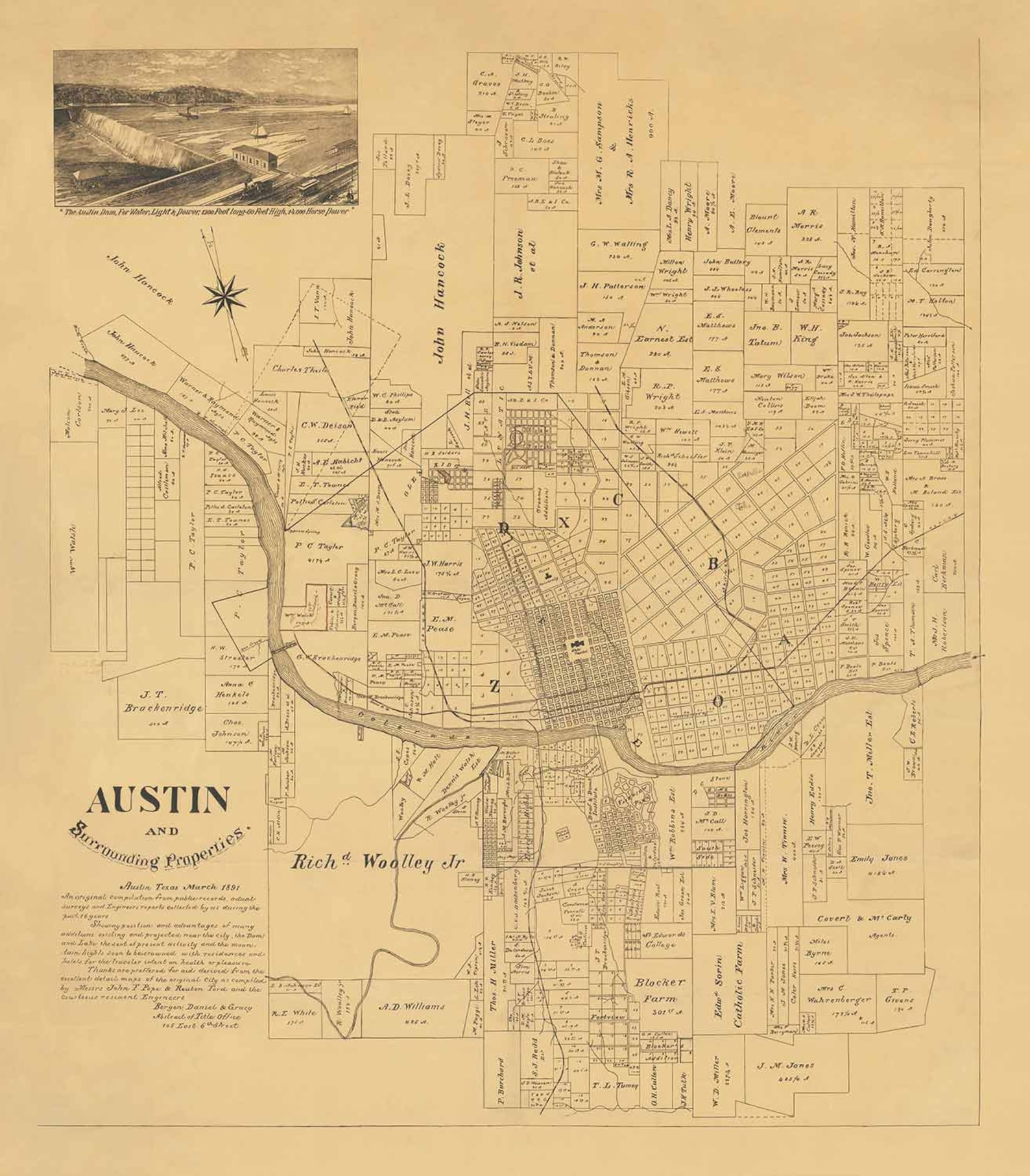 Rare Old Map of Austin Texas in 1891 Very Early City Plan | Etsy