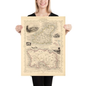 Old Map of Channel Islands (jersey and Guernsey) by Tallis & Rapkin ...