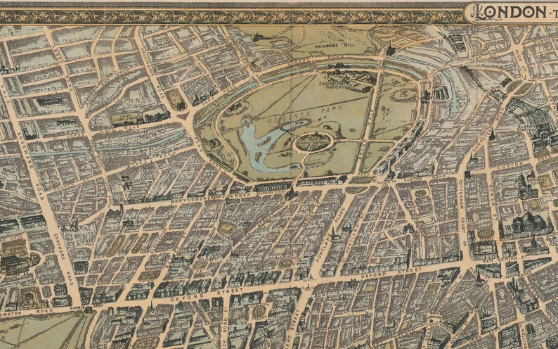 Old Birds Eye Map of London in 1892 by Charles Baker & Co - Westminster ...