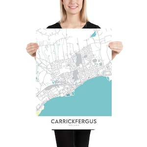 Modern Town Map of Carrickfergus, NI: Carrickfergus Castle, Belfast ...