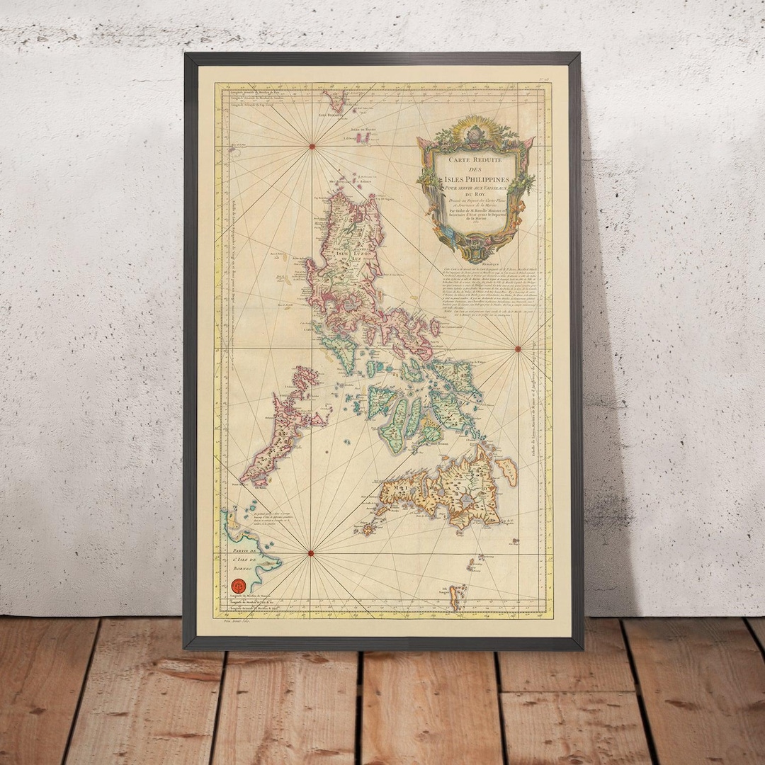 Rare Old Map of the Philippines by Bellin, 1752: Rococco Reduction of ...