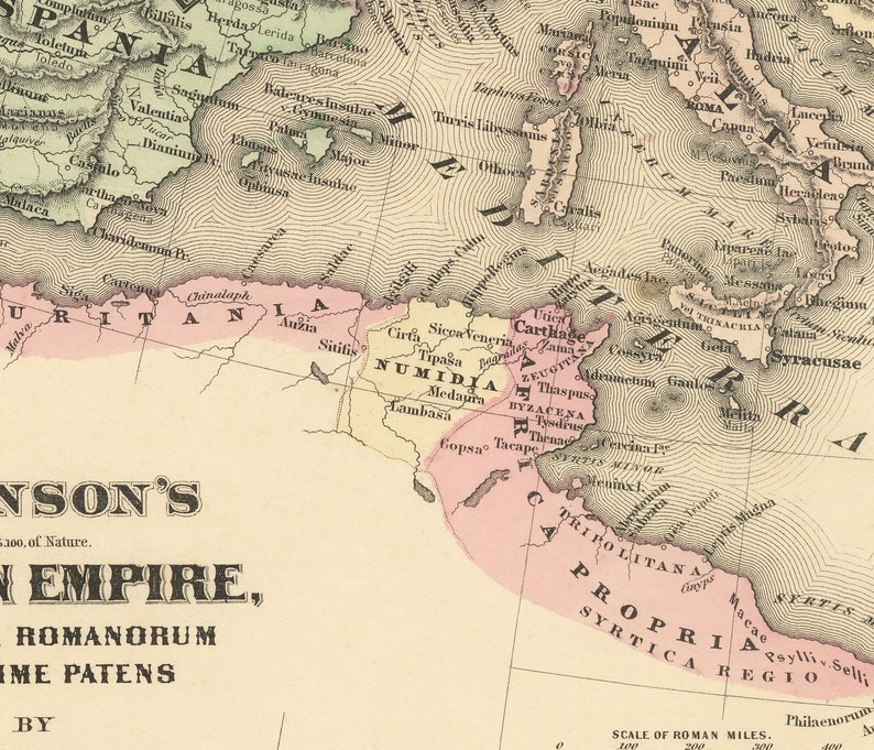 Old Roman Empire Map of Europe Africa & Asia by Johnson and | Etsy