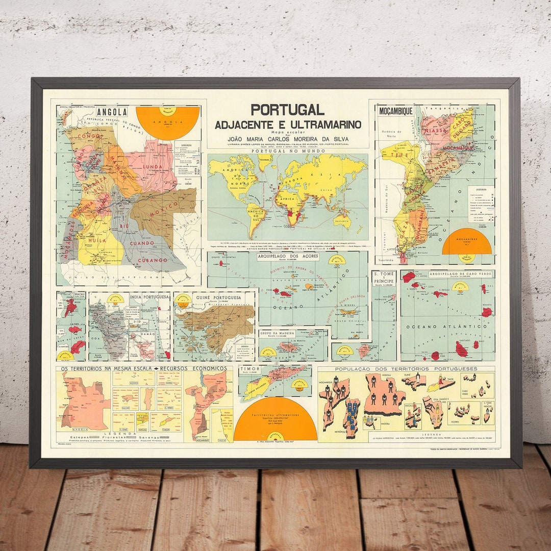 Old World Map of the Portuguese Empire by Manuel Barreira, 1961 ...