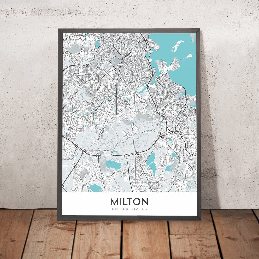 Modern City Map of Milton, MA: Blue Hills Reservation, Cunningham Park ...
