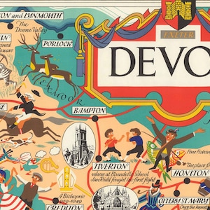 Old Map of Devon, 1950 by Bowyer - British Railway, Torquay, Torrington ...
