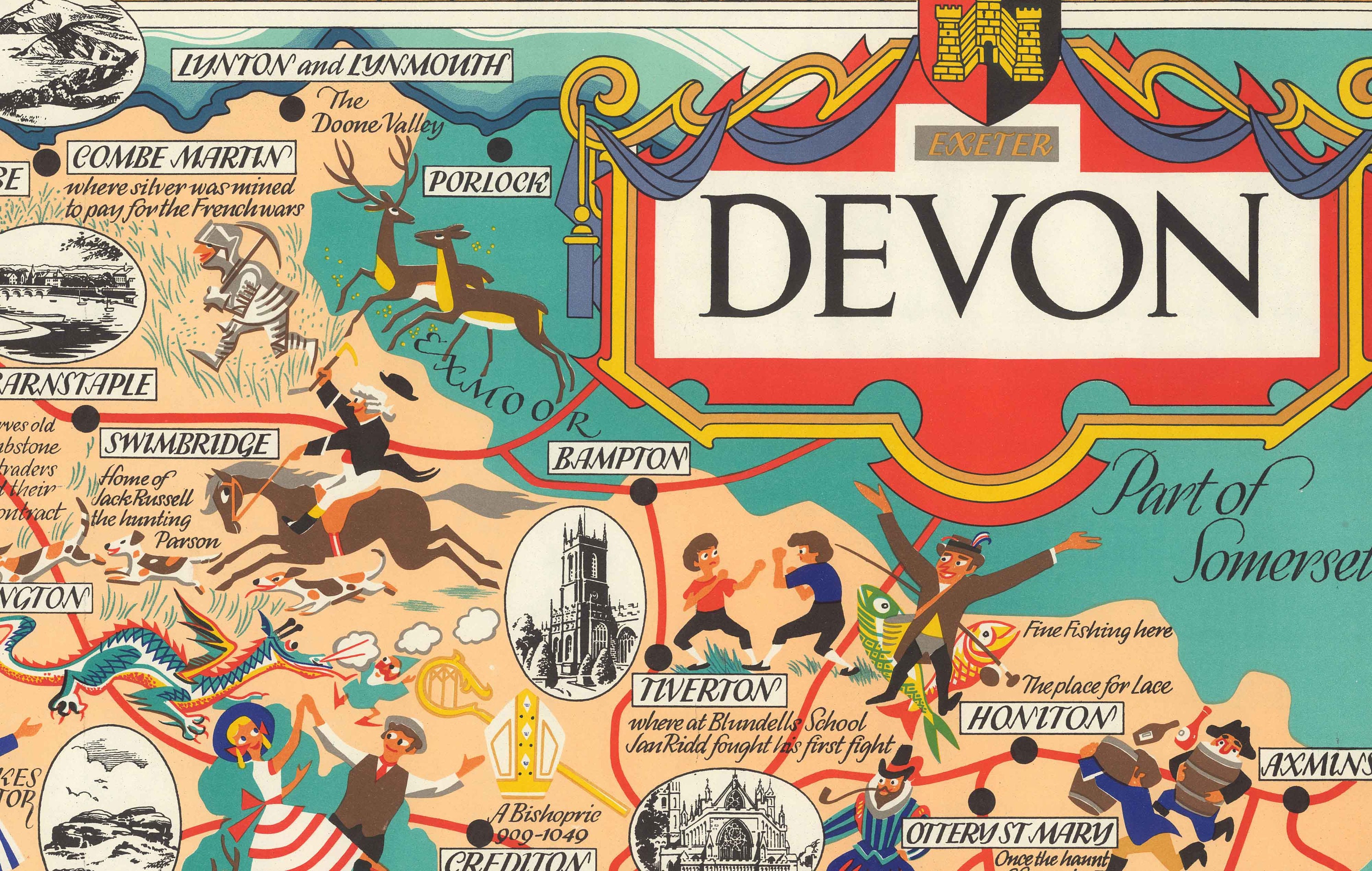 Old Map of Devon, 1950 by Bowyer - British Railway, Torquay, Torrington ...