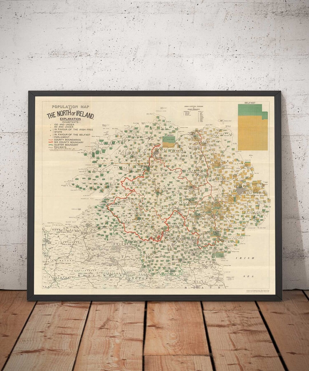 Old Map of Northern Ireland, Ulster in 1923 - Irish Free State, Anglo ...