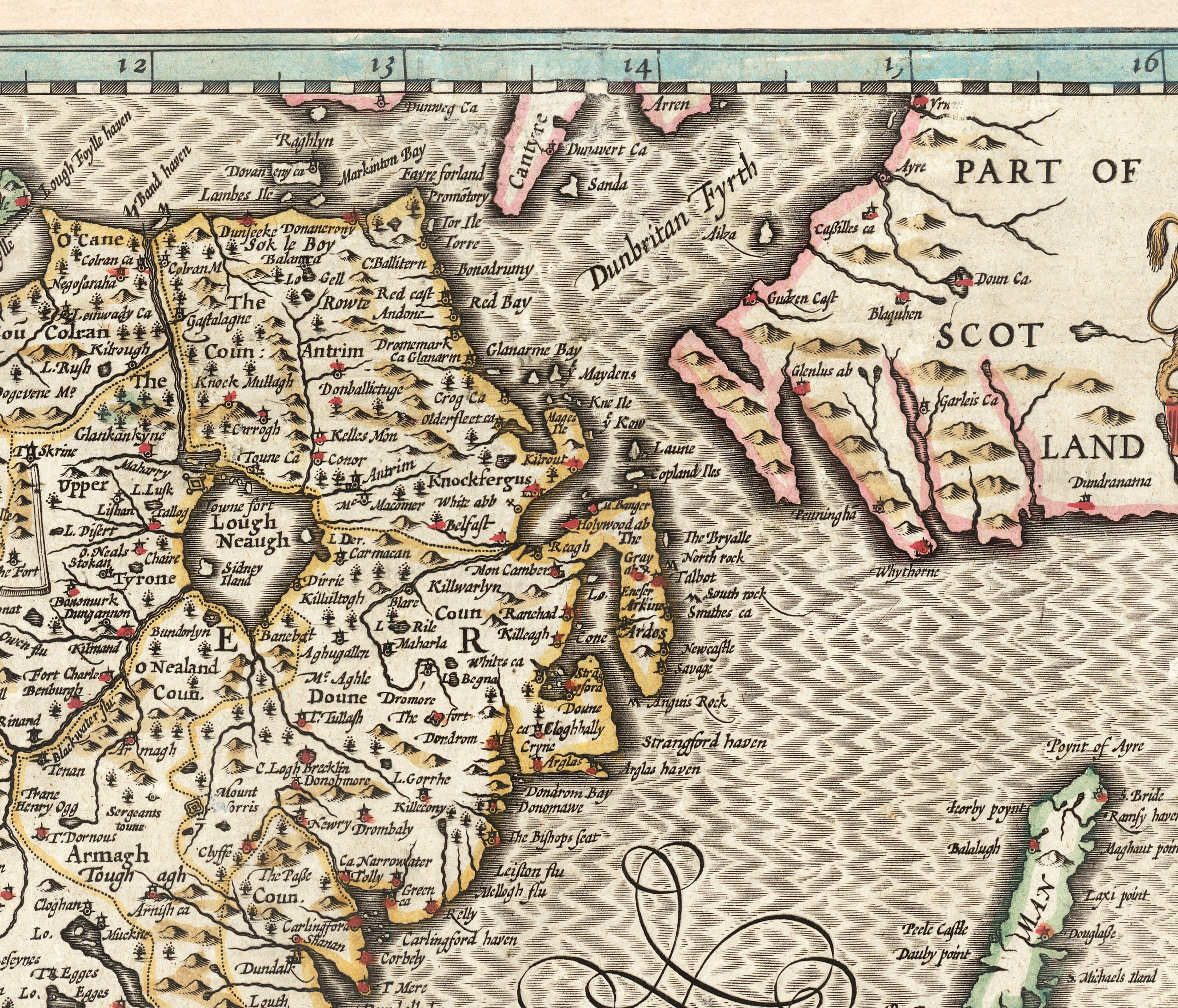 Rare Old Map of Ireland, Éireann 1611 by John Speed - Ulster, Leinster ...