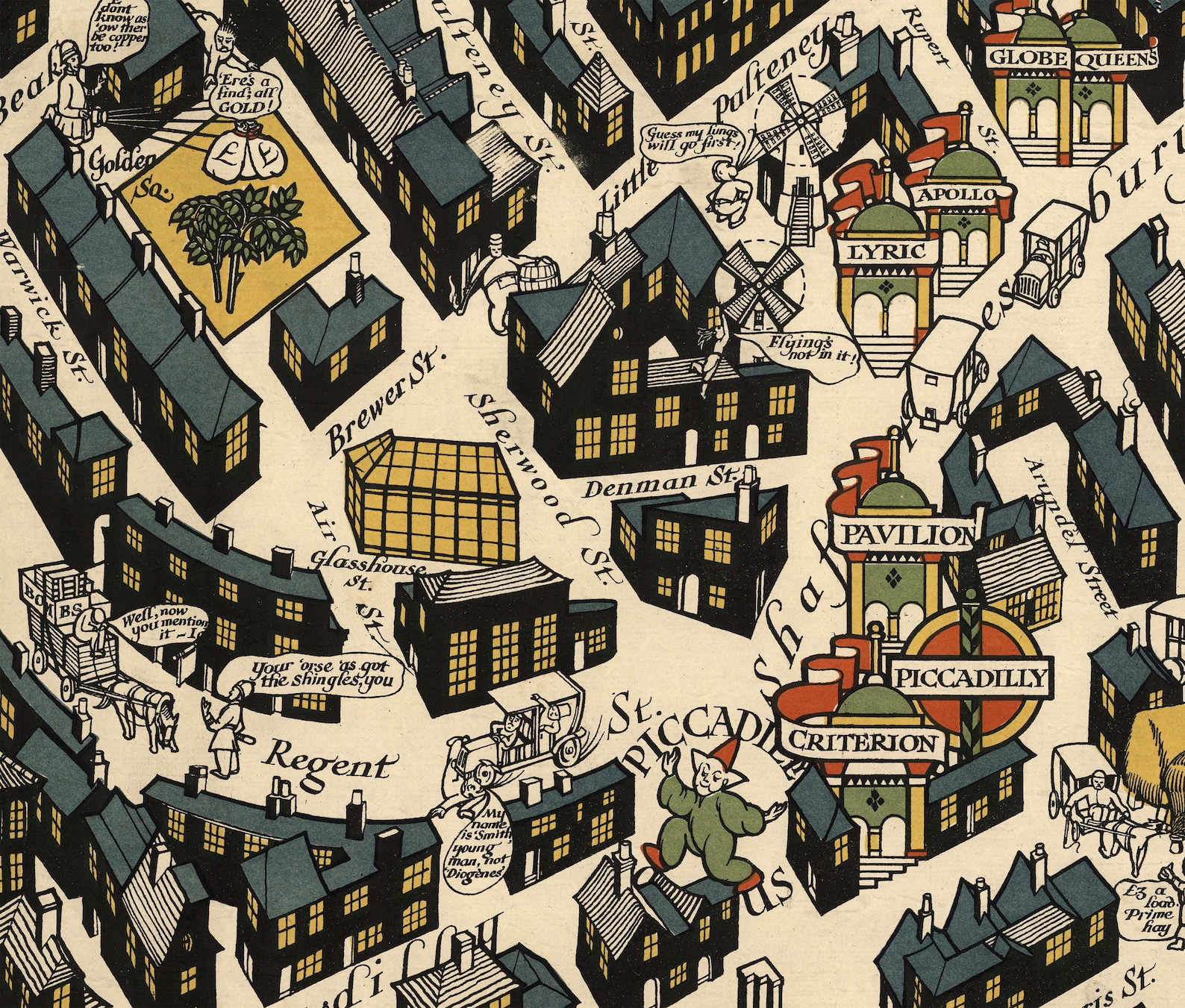 Old Map of London West End, 1915 by Gill - "theatreland" Underground ...