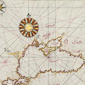 Old Arabic Map of Europe in 1525 by Piri Reis - France, Spain, United ...