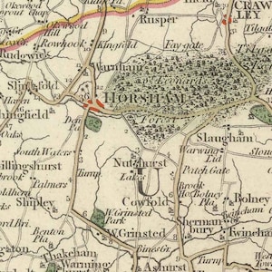 Old Map of Sussex & Surrey in 1794 by John Cary - Brighton, Dorking ...