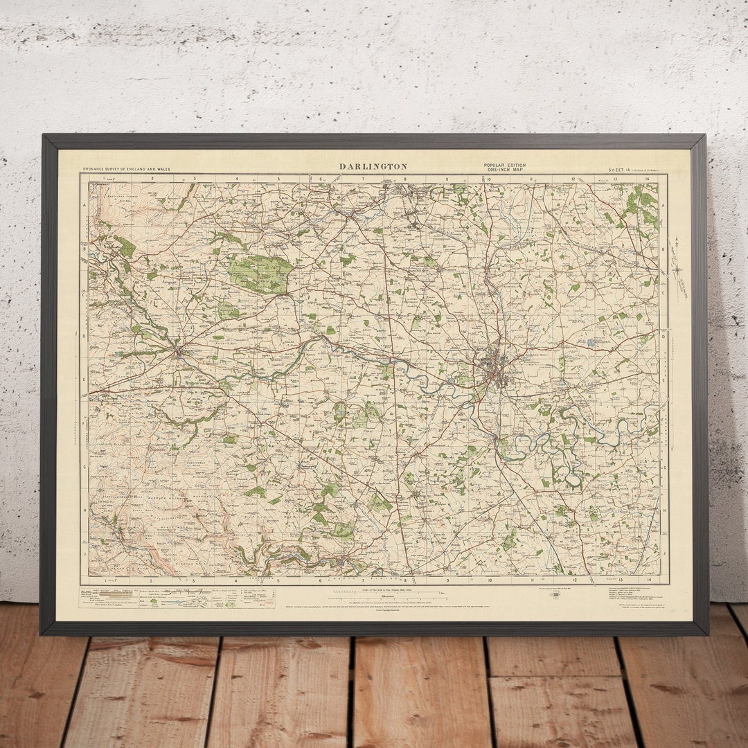 Old Ordnance Survey Map, Sheet 14 - Darlington, 1925: Newton Aycliffe ...