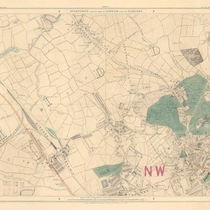 Old Map of North London, 1891 - Hampstead, Cricklewood, Golders Green ...