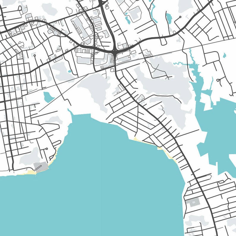 Modern City Map of Fairhaven, MA: Fort Phoenix, Town Hall, Millicent ...