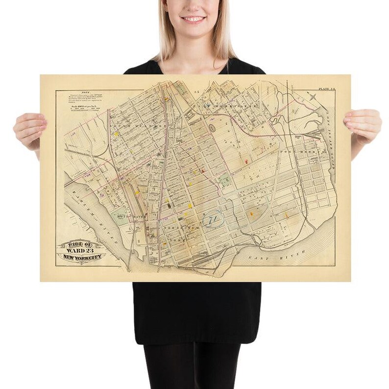 Old Map of the Bronx, NYC by Bromley, 1879: South Melrose, Mott Haven ...