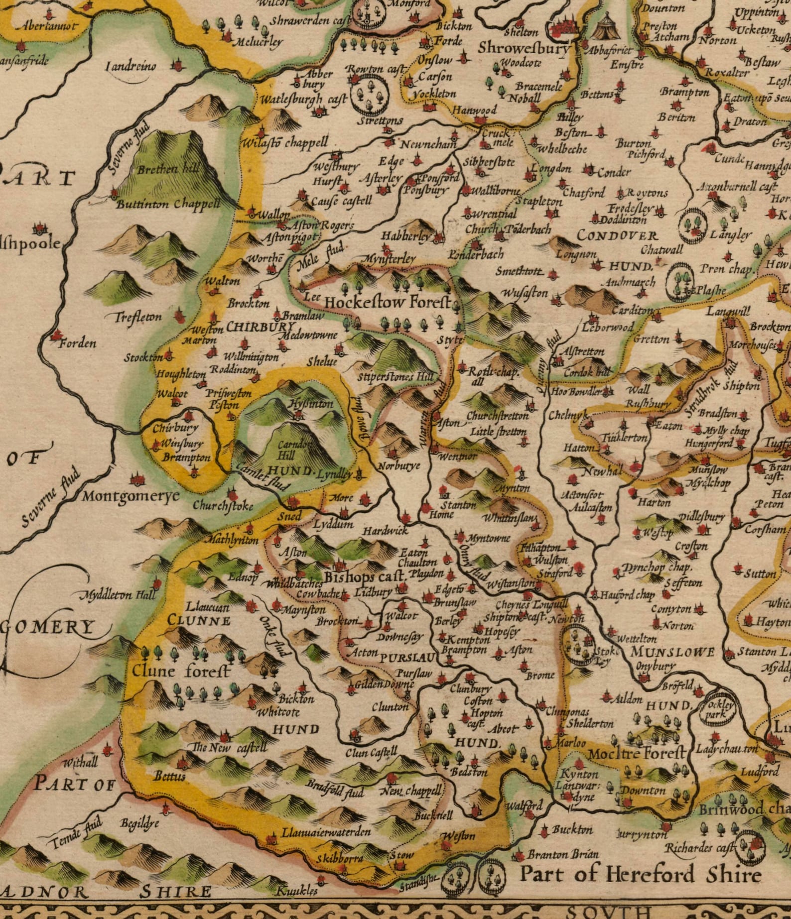 Old Map of Shropshire in 1611 by John Speed Shrewsbury - Etsy UK