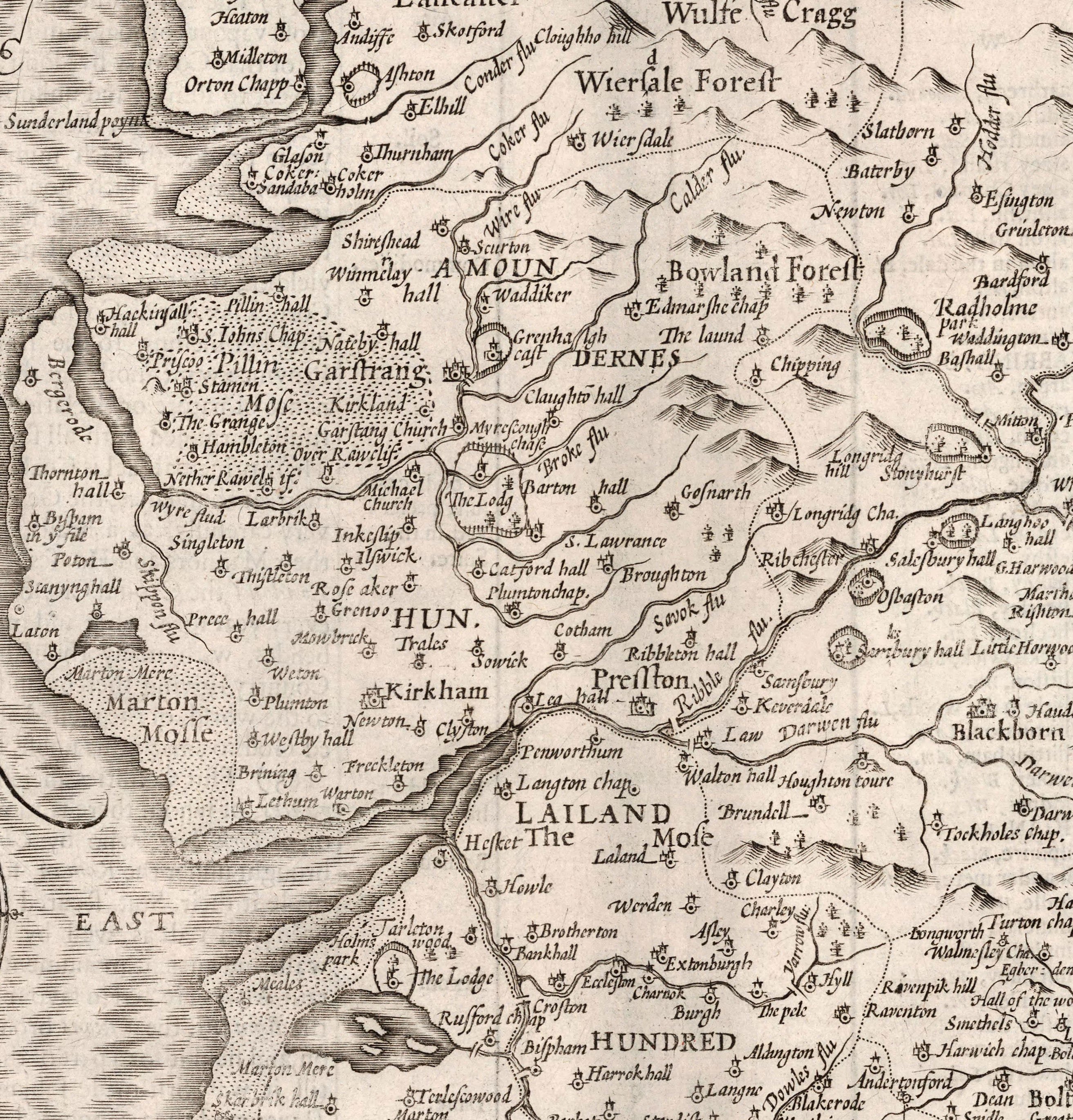 Old Map of Lancashire 1611 John Speed Manchester | Etsy UK