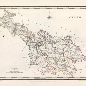 Old Map of County Cavan by Samuel Lewis, 1844: Belturbet, Cootehill ...
