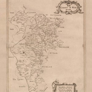 Old Map of County Kildare by Petty, 1685: Kildare, Naas, Maynooth ...